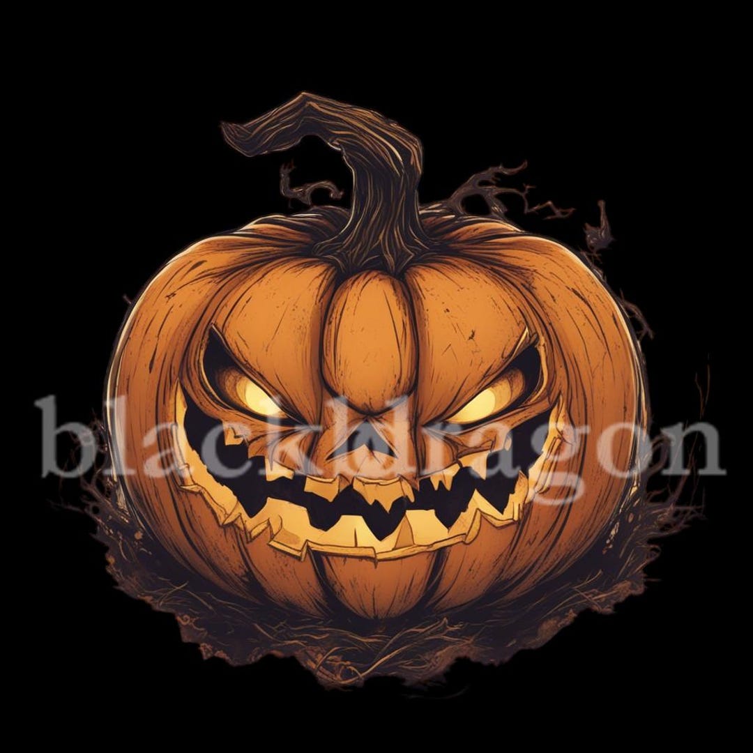 Scary Pumpkin Digital Art | Creepy Halloween Jack O’lantern Design (PNG ...