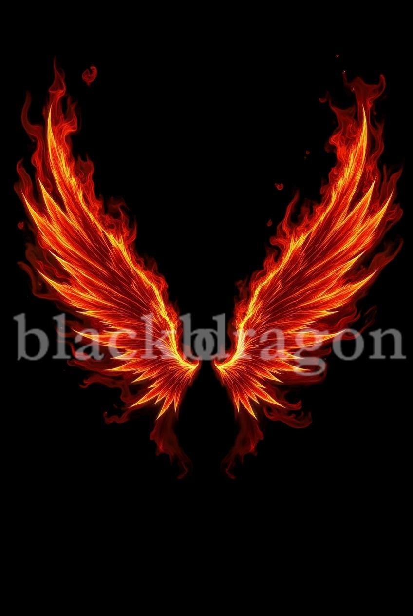 Fire Wings Digital Art - Printable Fiery Angel Wings Design for T ...