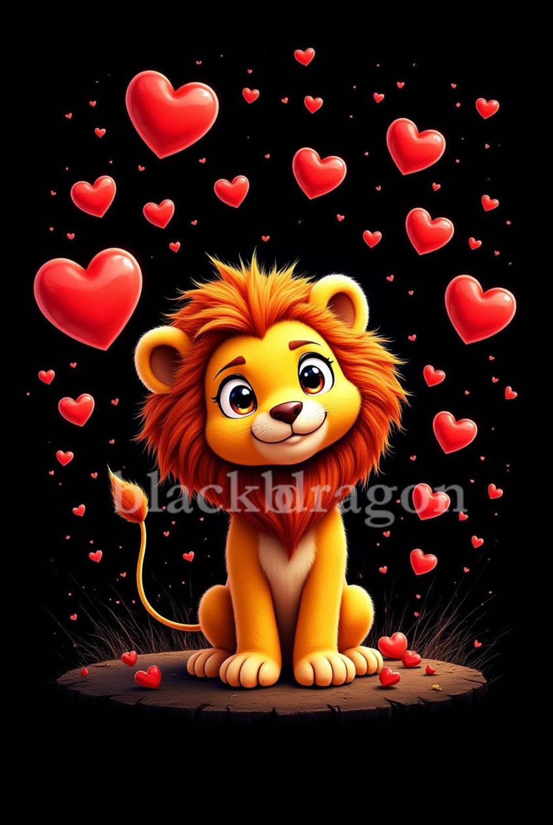 Valentines Day Lion Art Cute Digital Lion Design for Gifts, Stickers ...
