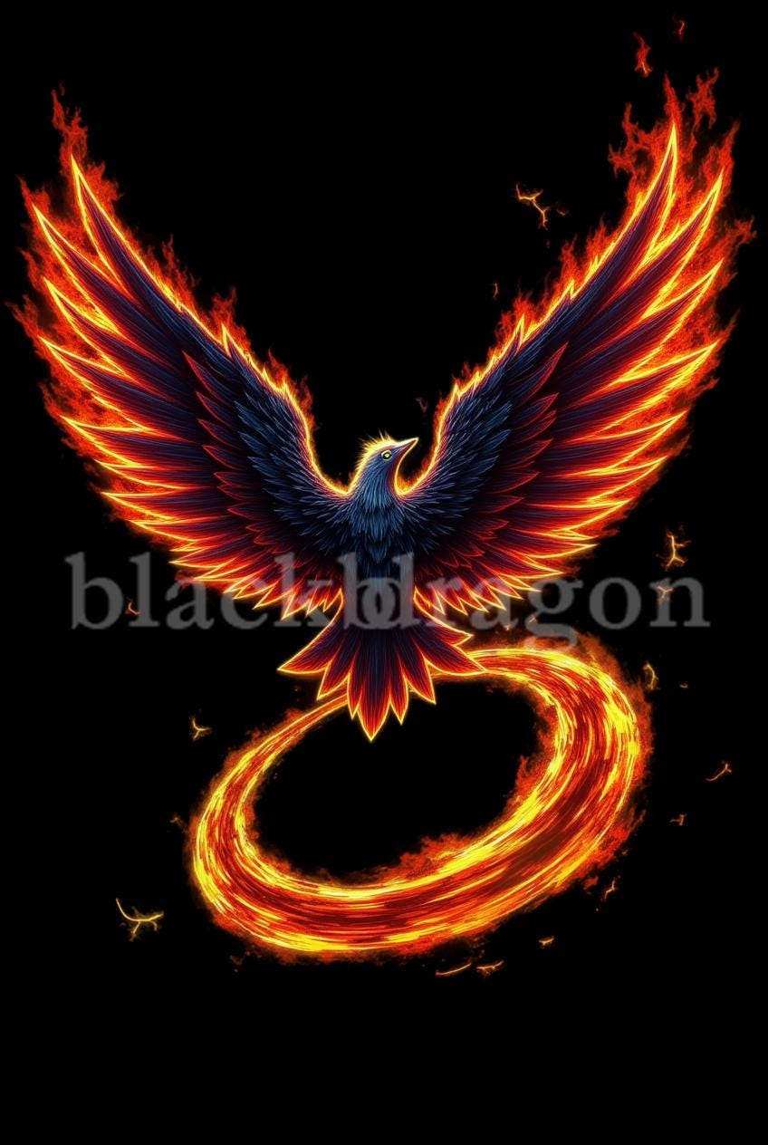 Fiery Phoenix Design - Printable Firebird Digital Art (300 DPI - PNG ...