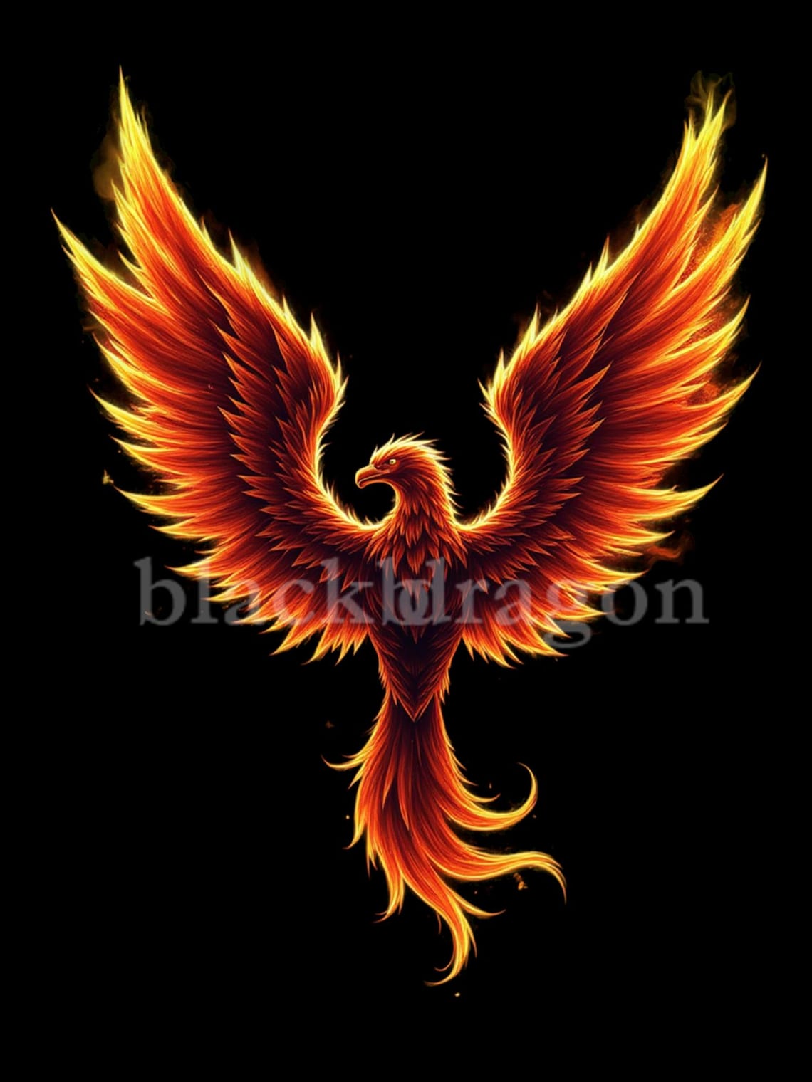 Flaming Phoenix Digital Art, Printable Mythical Firebird Design (300 ...