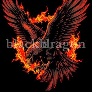 Fire Eagle Design - Printable Fierce Eagle Digital Art for T-shirts ...