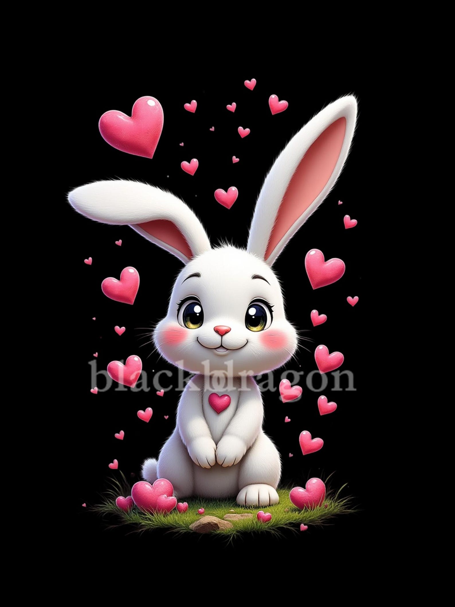 Adorable Valentine’s Day Bunny Design - Printable Cute Rabbit Digital ...