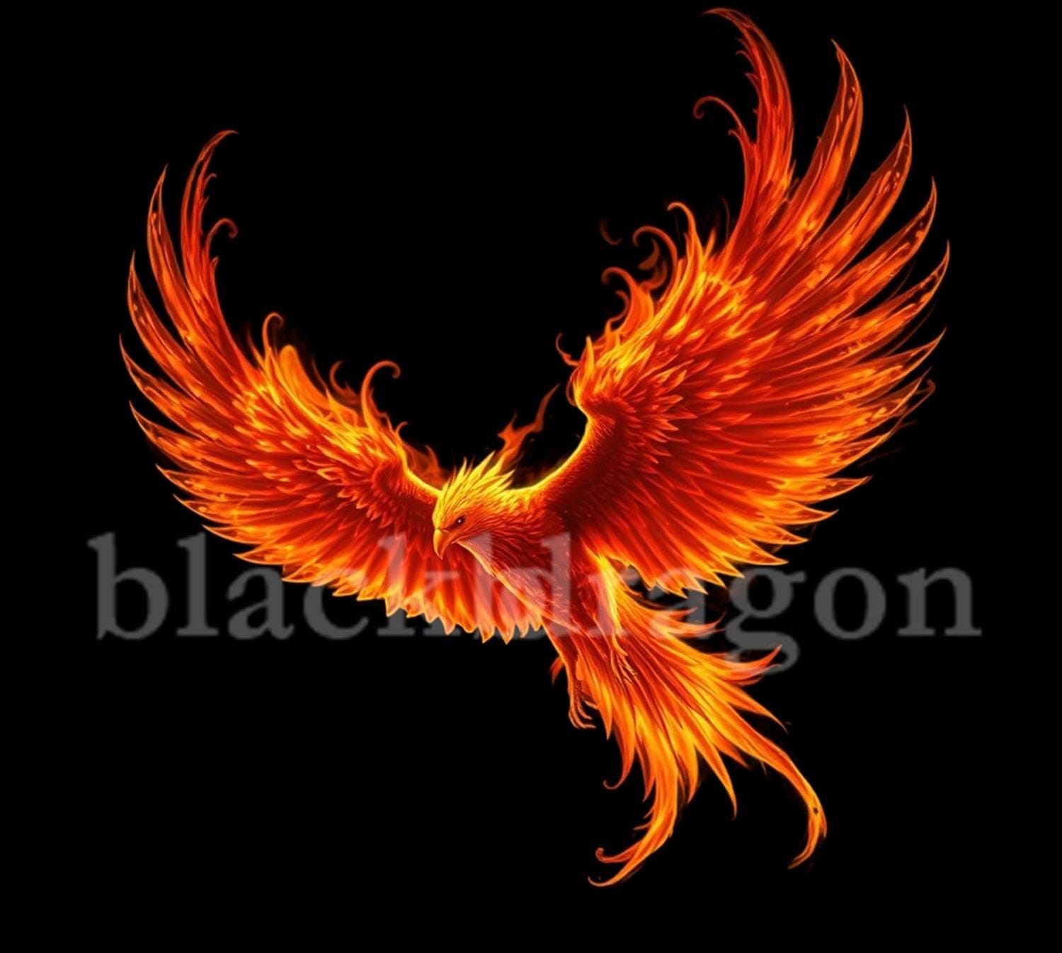 Flaming Phoenix Digital Art - Printable Firebird Design (300 DPI - PNG ...