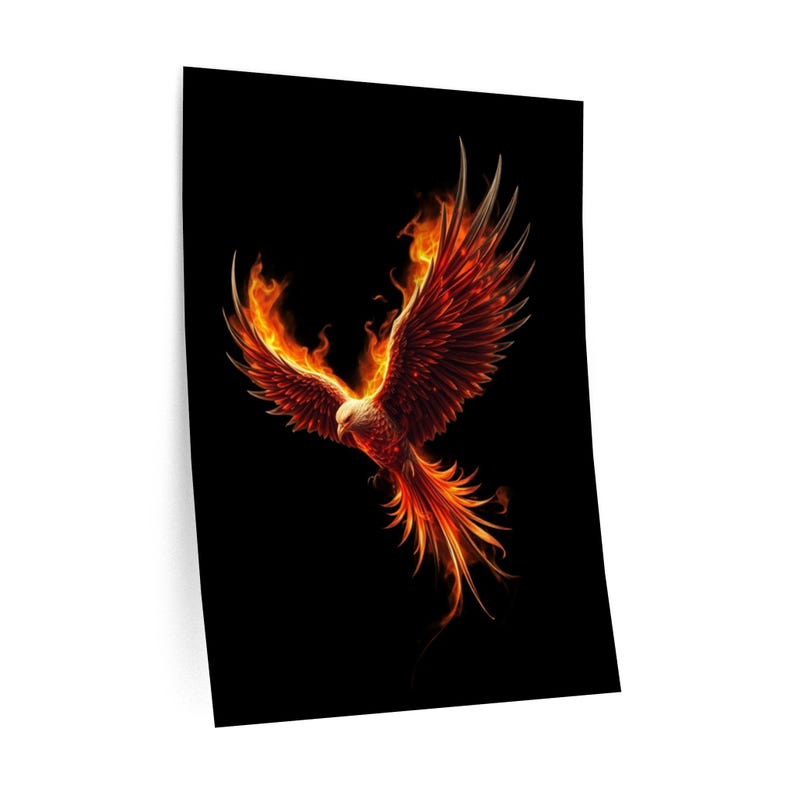 Fiery Phoenix Digital Art - Printable Fire Bird Fantasy Artwork for ...