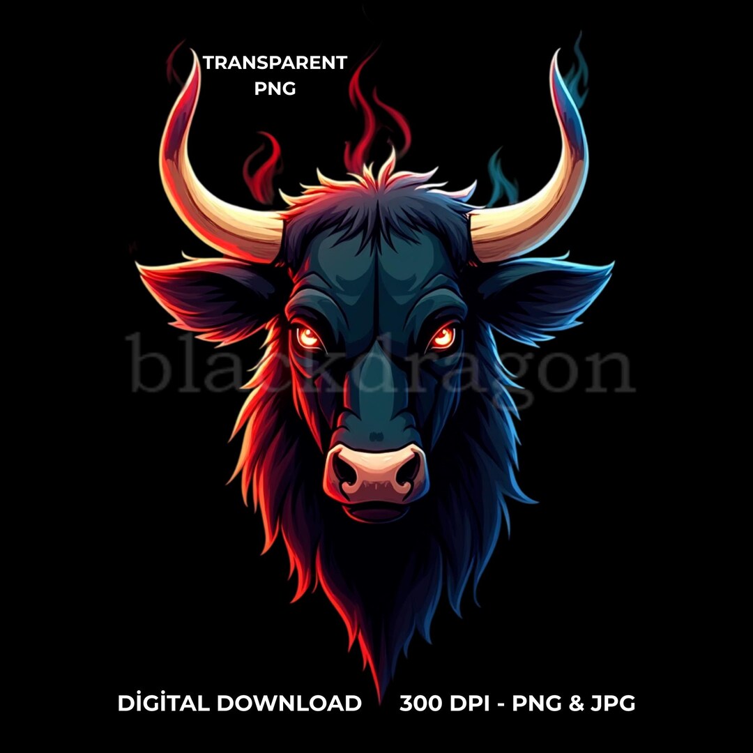 Angry Bull Head Design - Printable Inferno Tauros Digital Art ( 300 DPI ...