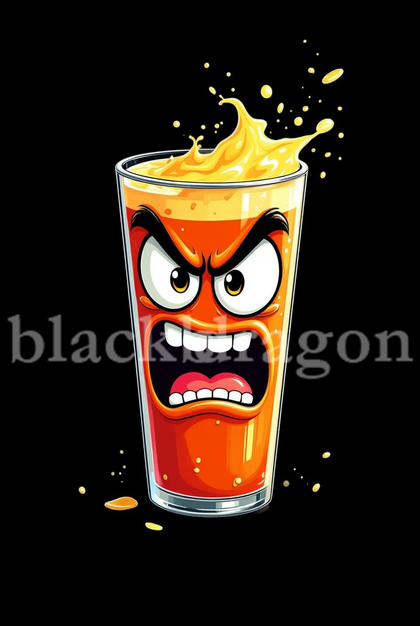 Angry Juice Digital Art, Printable Cartoon Kawaii Drink Design (300 DPI ...