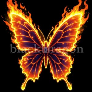 Fiery Butterfly Design - Printable Mystical Flame Wings Digital Art ...