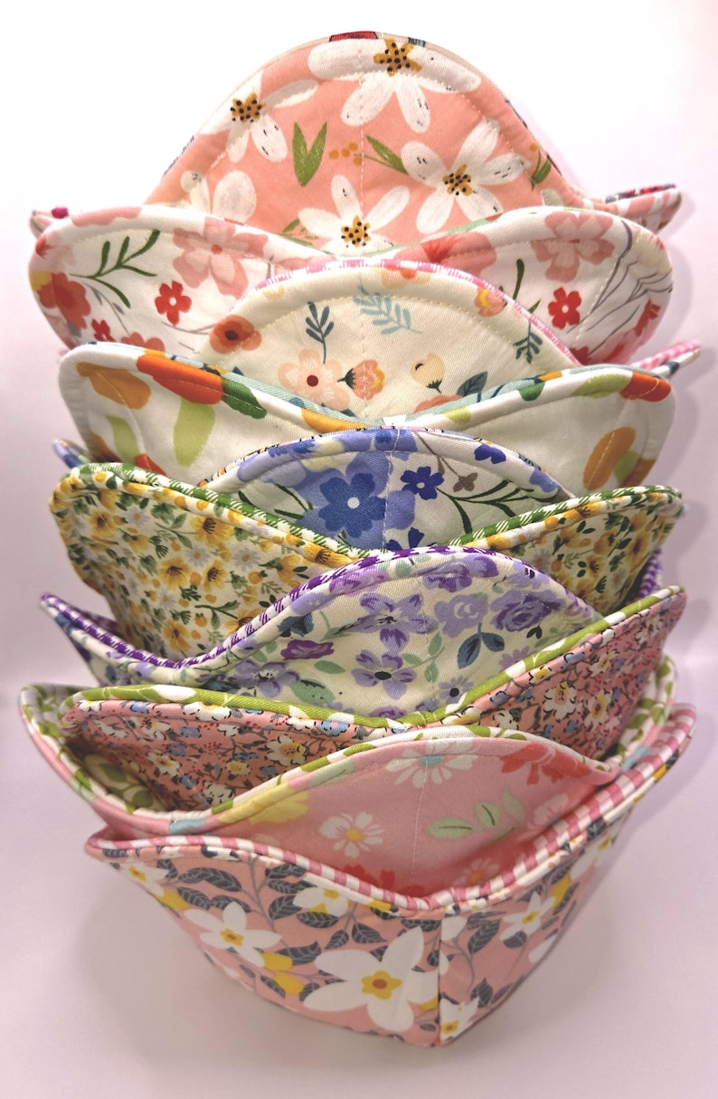 Quilted Cotton Bowl Cozy, Floral Kitchen Bowl Warmer, Microwave Safe ...