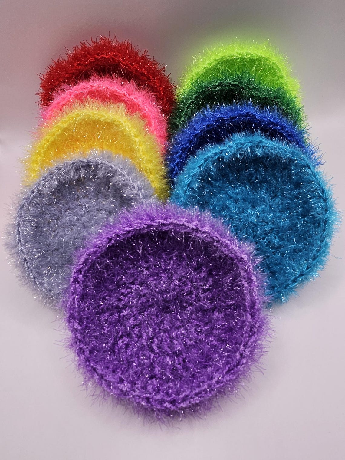 Crochet Sparkly Dish Scrubby, Washable and Reusable, Polyester Dish ...
