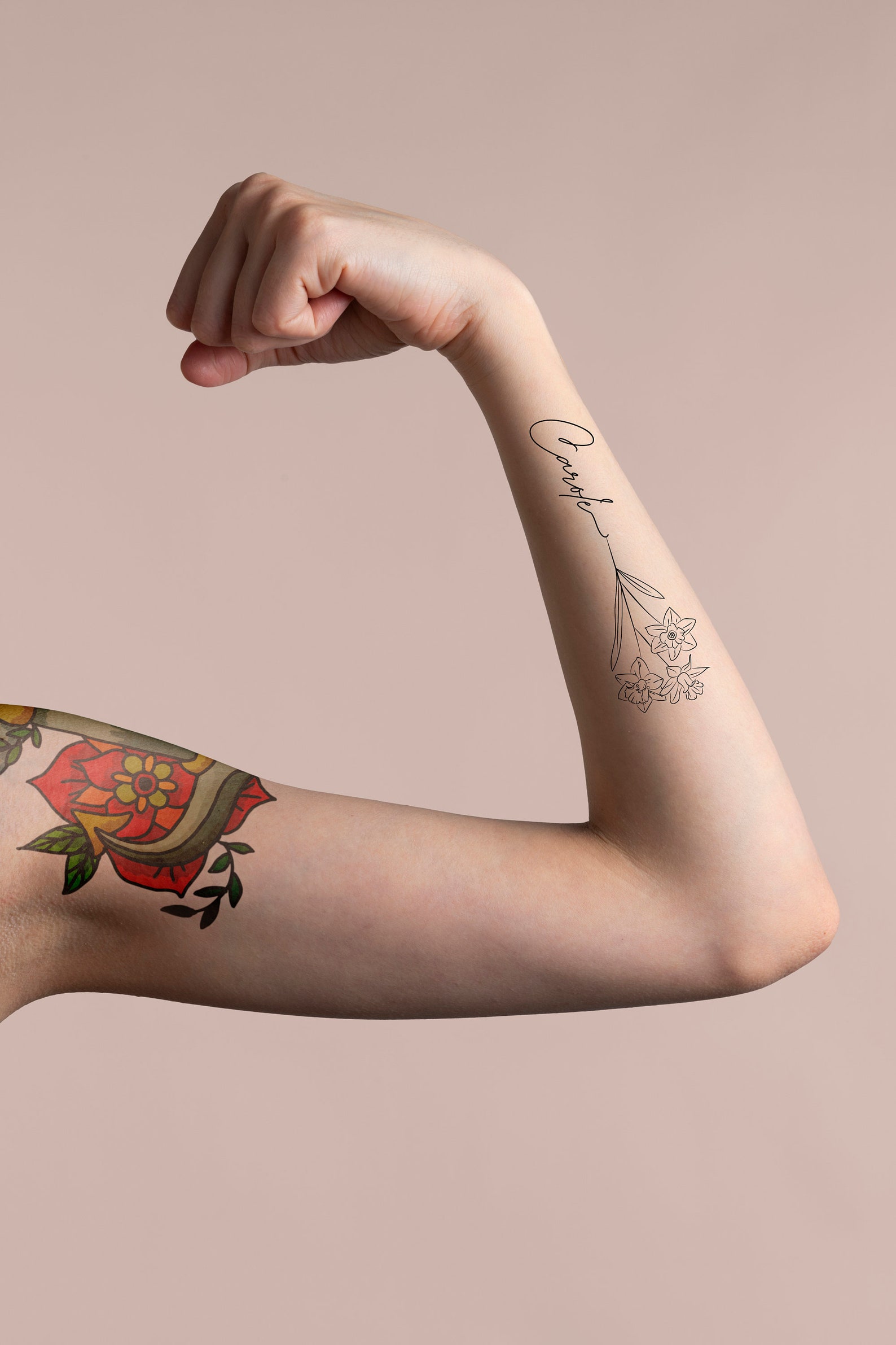 Custom Mom Name Tattoo Design Digital Download, Birth Month Flower Mom ...