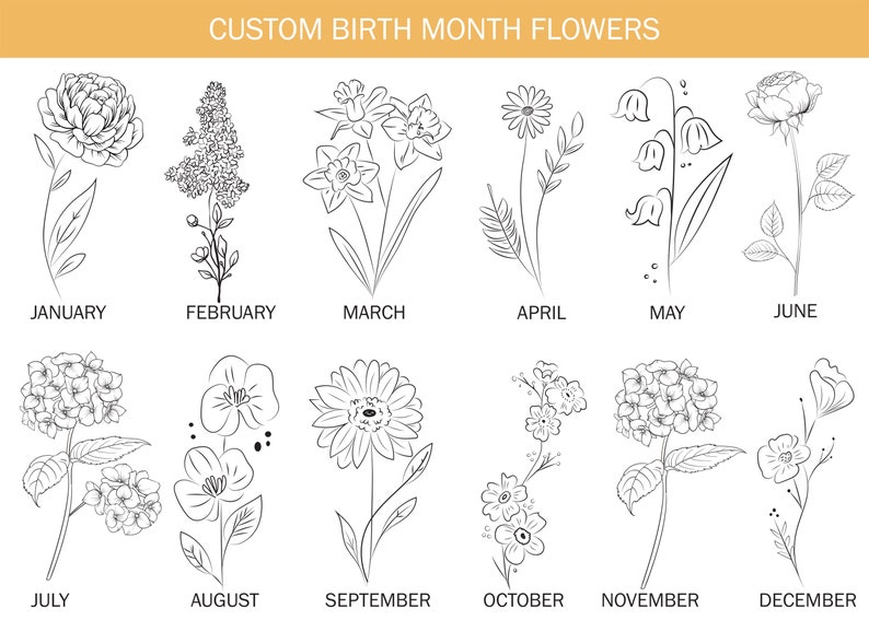 Custom Mom Name Tattoo Design Digital Download, Birth Month Flower Mom ...