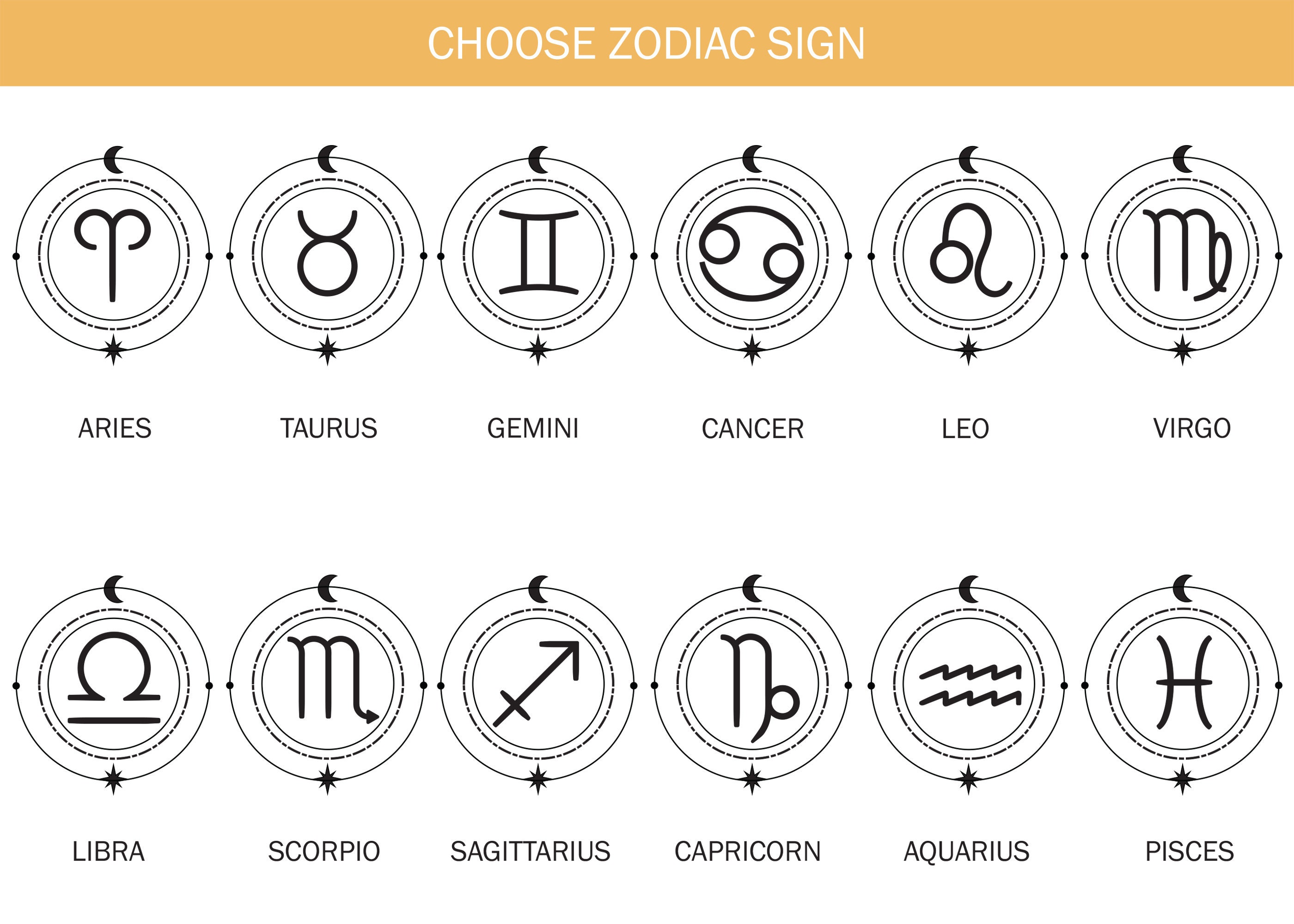 Zodiac Signs Tattoo Design Digital Download | Horoscope Symbol Art - Etsy