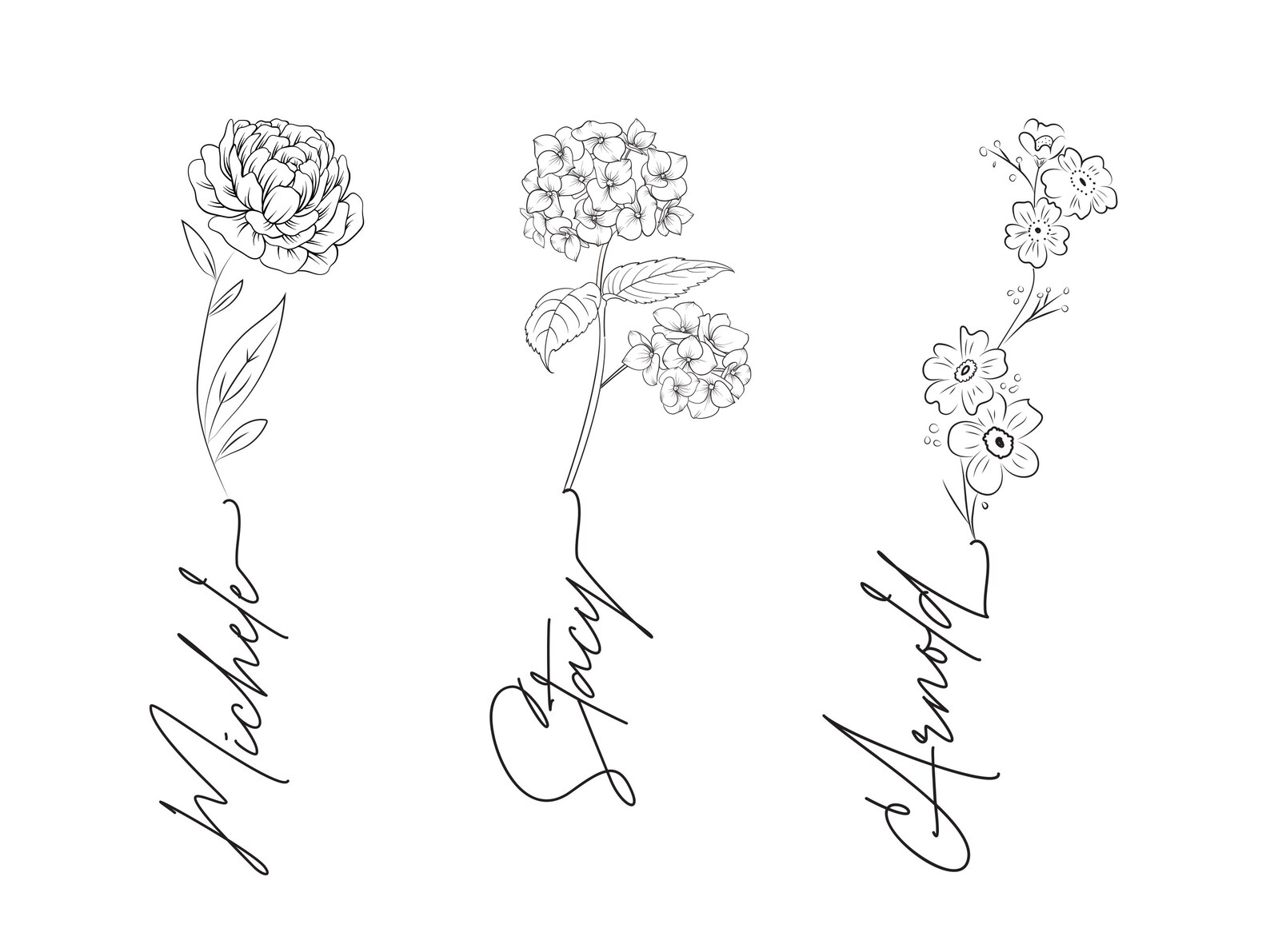 Custom Mom Name Tattoo Design Digital Download, Birth Month Flower Mom ...