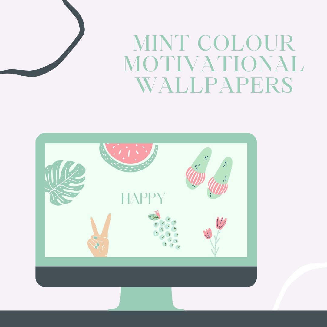 Customizable Mint Desktop Wallpaper Templates Set of 8 Canva Template ...