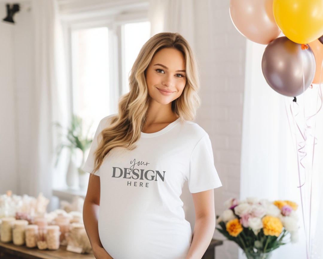 Maternity Mockup Baby Shower Styled Photography White Tshirt Mockup ...