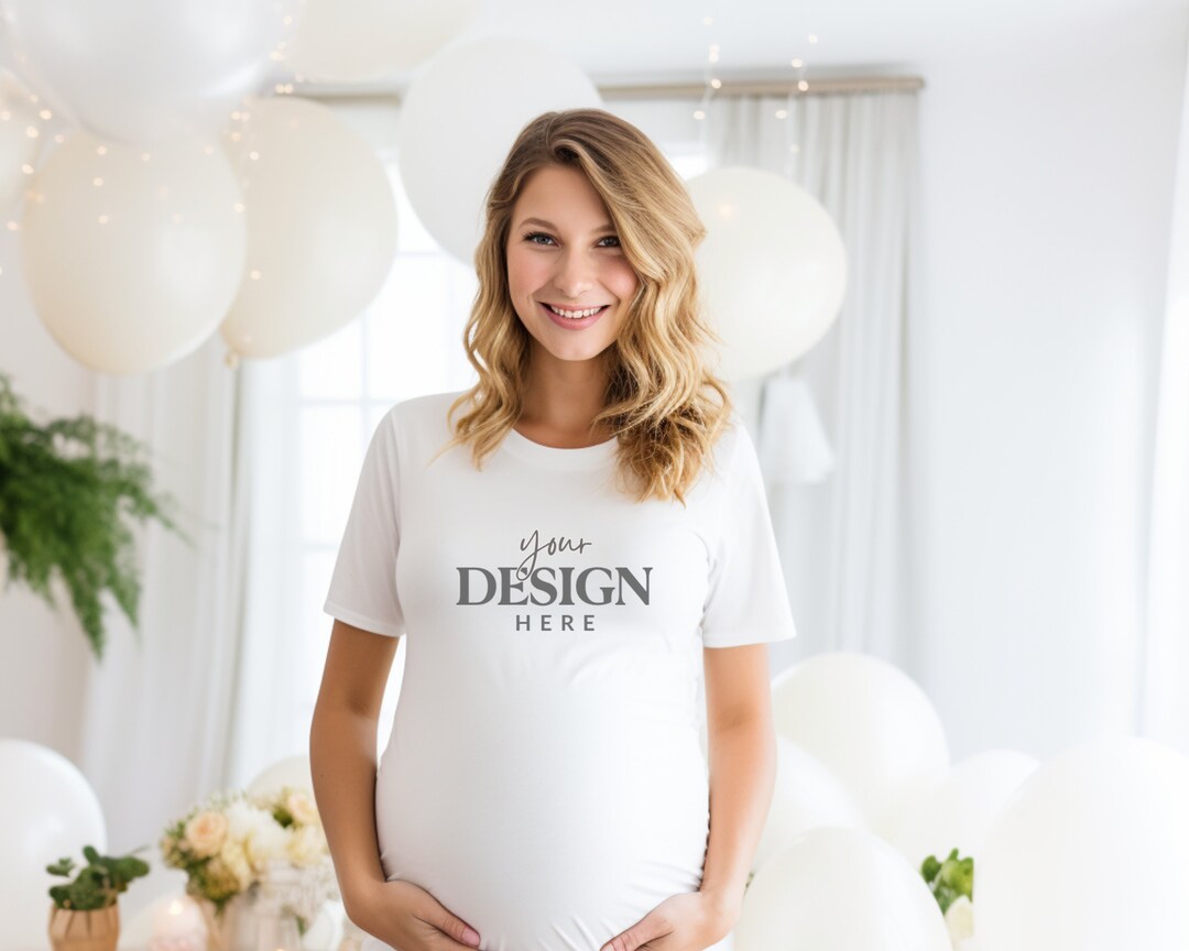 Maternity Mockup Baby Shower Styled Photography White Tshirt Mockup ...