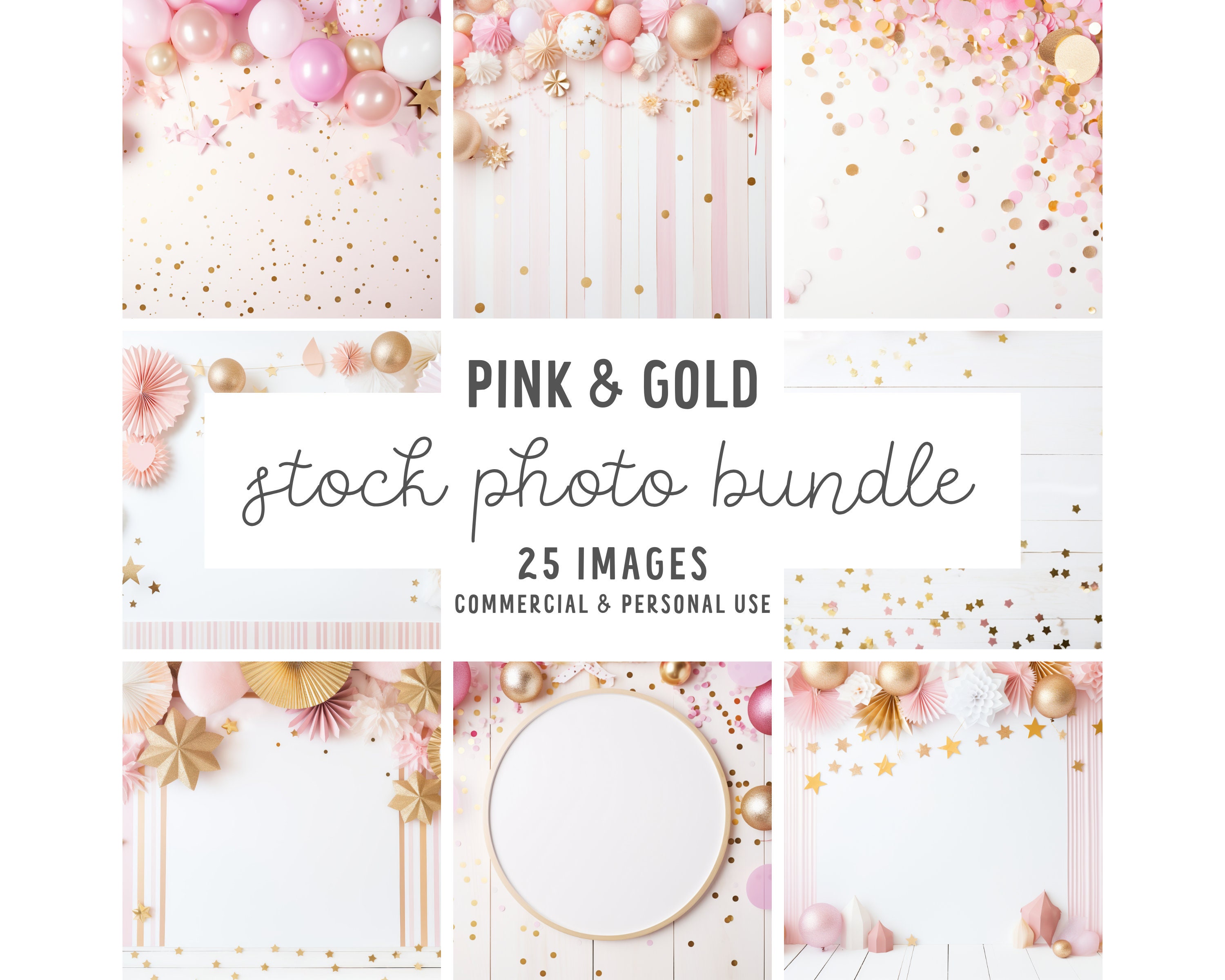 Pink & Gold Background Stock Photography Bundle Scene Creator Mockups ...