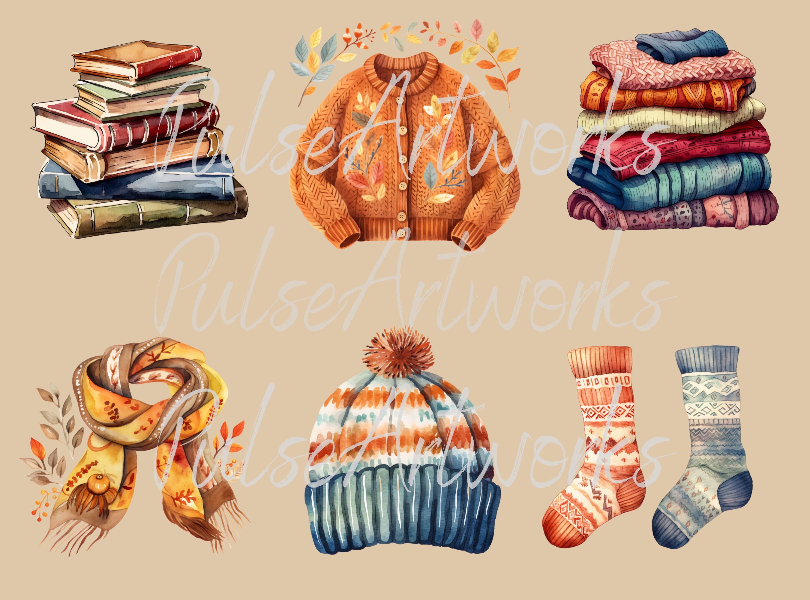 Watercolor Autumn Clipart Bundle PNG Autumn Clipart Fall - Etsy