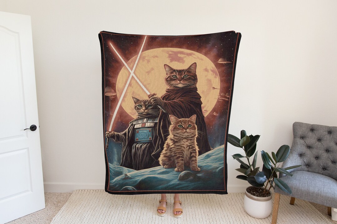Cats Wars Fleece Throw Blanket: Funny Cat Woven Blanket, Cotton Sci Fi ...