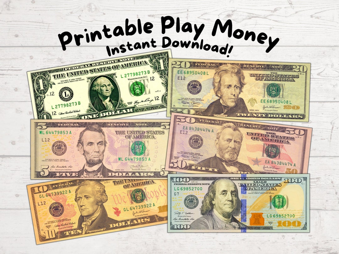 Printable Kids Play Money Pretend Money Coins Print Mini US Currency ...