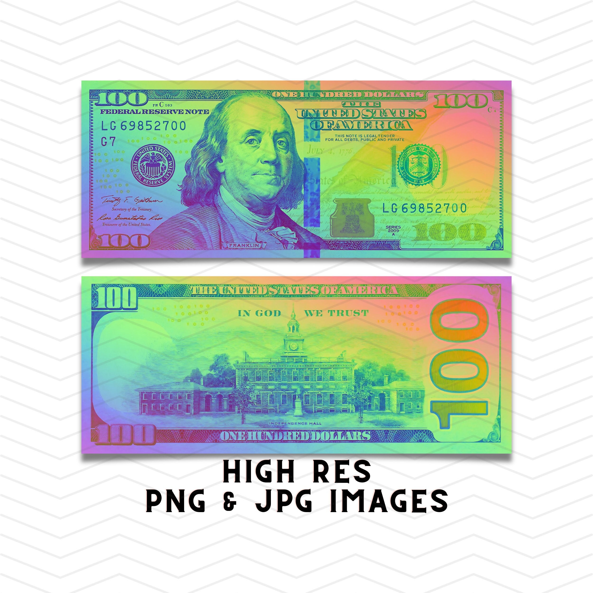 Printable Mini Rainbow 100 Dollar Bills Play Money Rainbow Hundred ...
