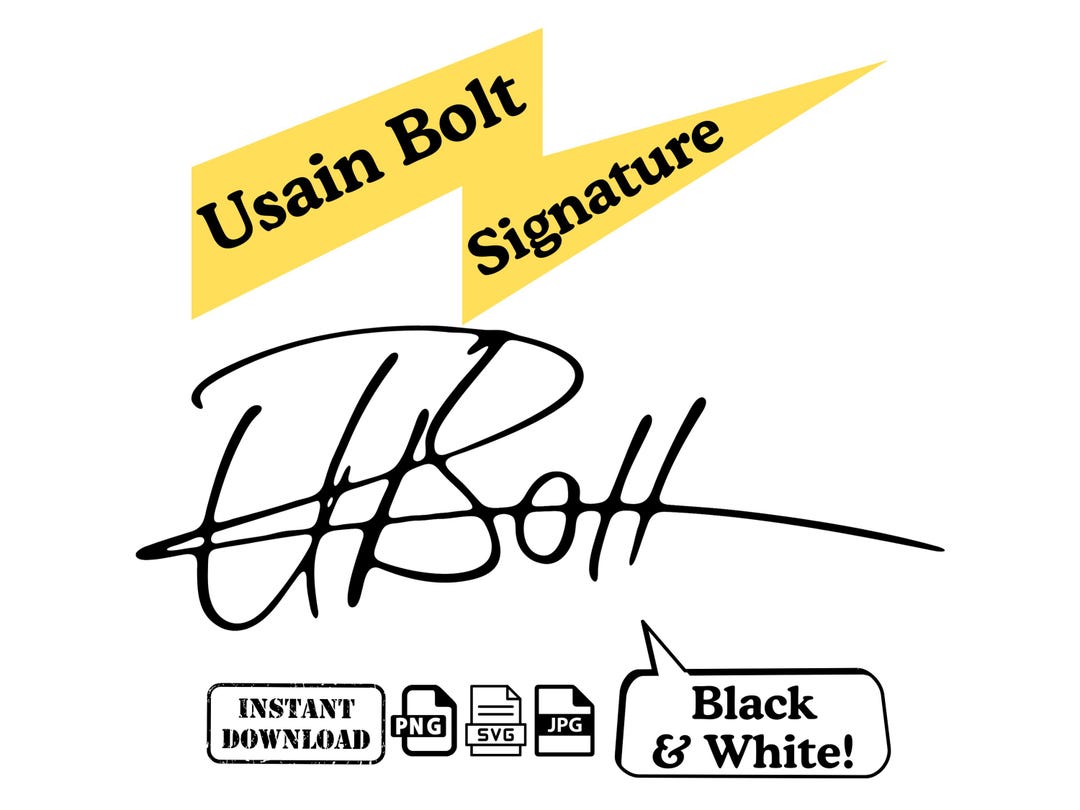 Usain Bolt Autograph SVG, Usain Bolt Signature PNG, Usain Bolt SVG ...