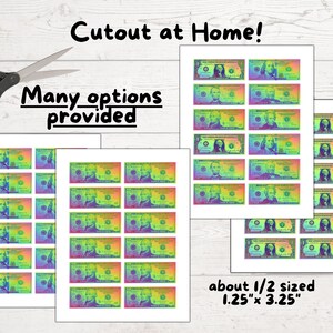 Printable Rainbow Dollar Bills Rainbow Money Play Money Rainbow Cash ...