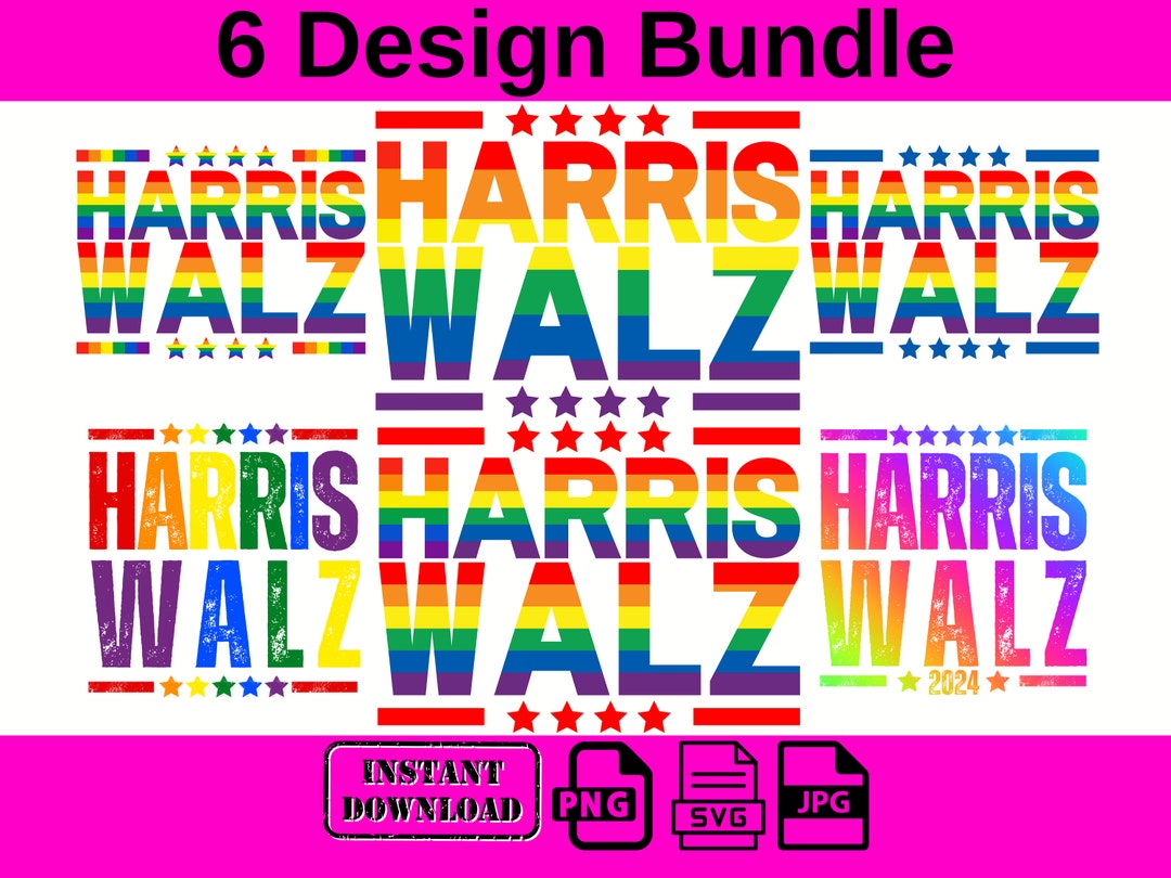 Rainbow Kamala Harris Tim Walz PNG SVG Bundle, Kamala Png, Orgullo ...