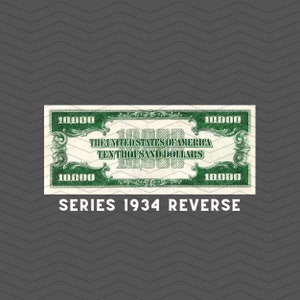 Historic Ten Thousand Dollar Bill Images Salmon P Chase 1918 1934 US ...