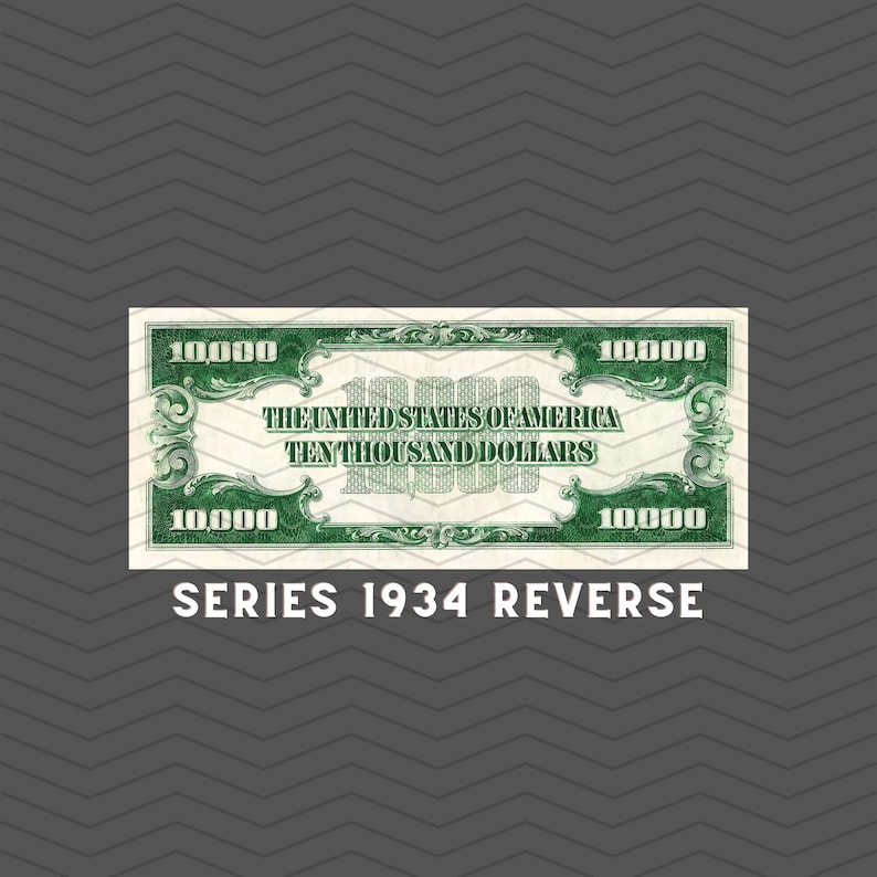 Historic Ten Thousand Dollar Bill Images Salmon P Chase 1918 1934 US ...