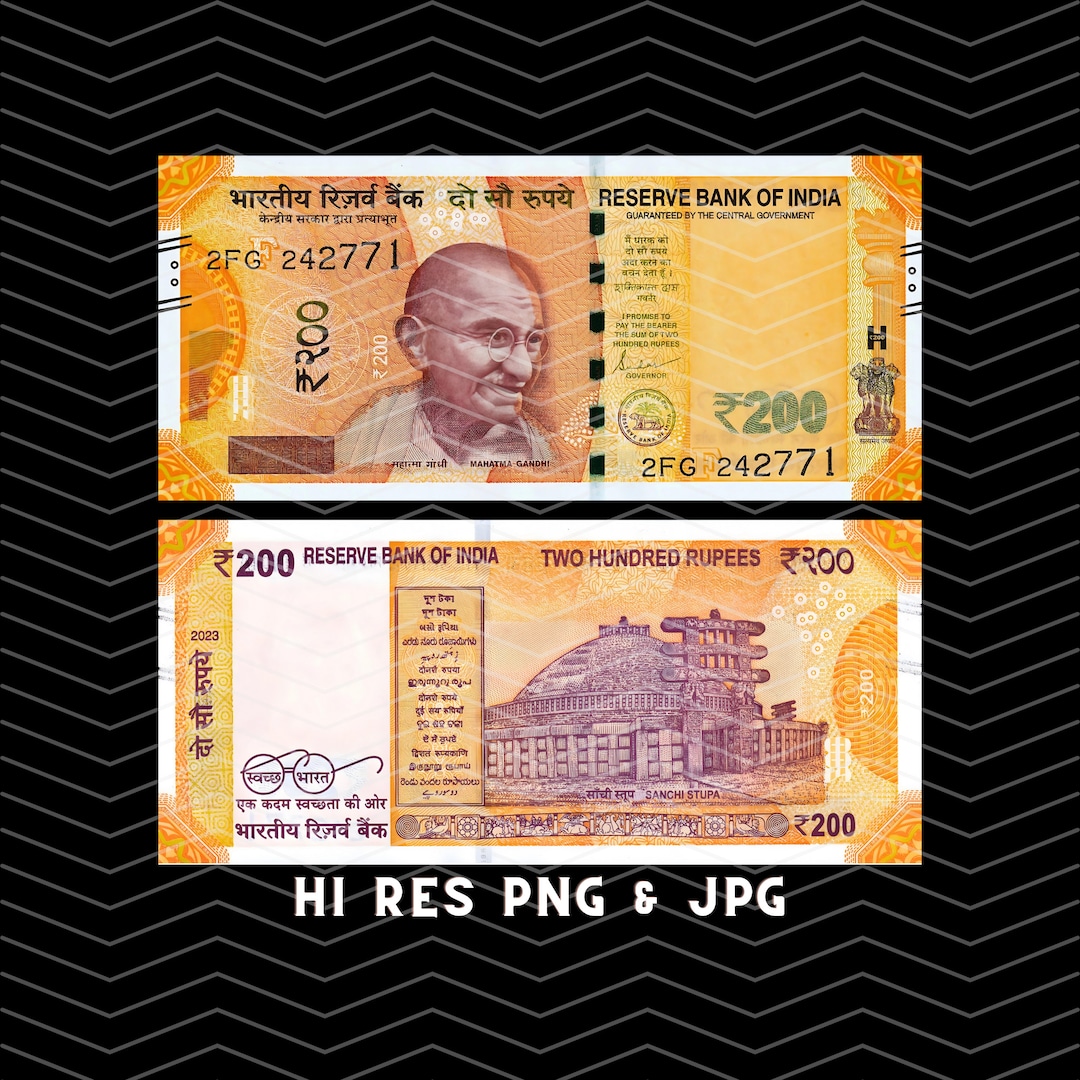 200 Rupee Indian Banknote Stock Photos Bank of India Gandhi Two Hundred ...
