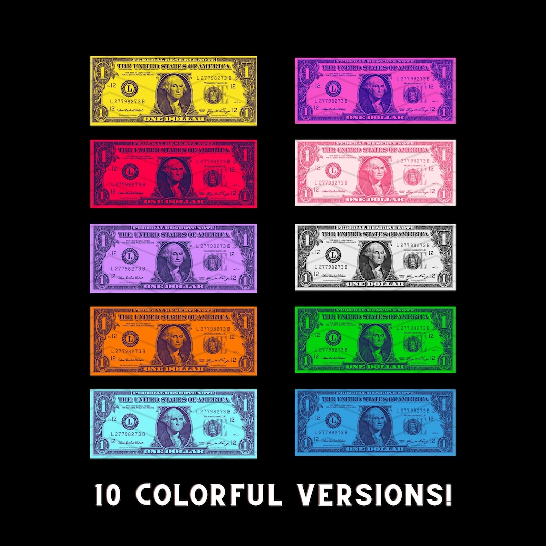 Colorful Money 10 One Dollar Bill High Res PNG & JPG Stock Image Photos ...