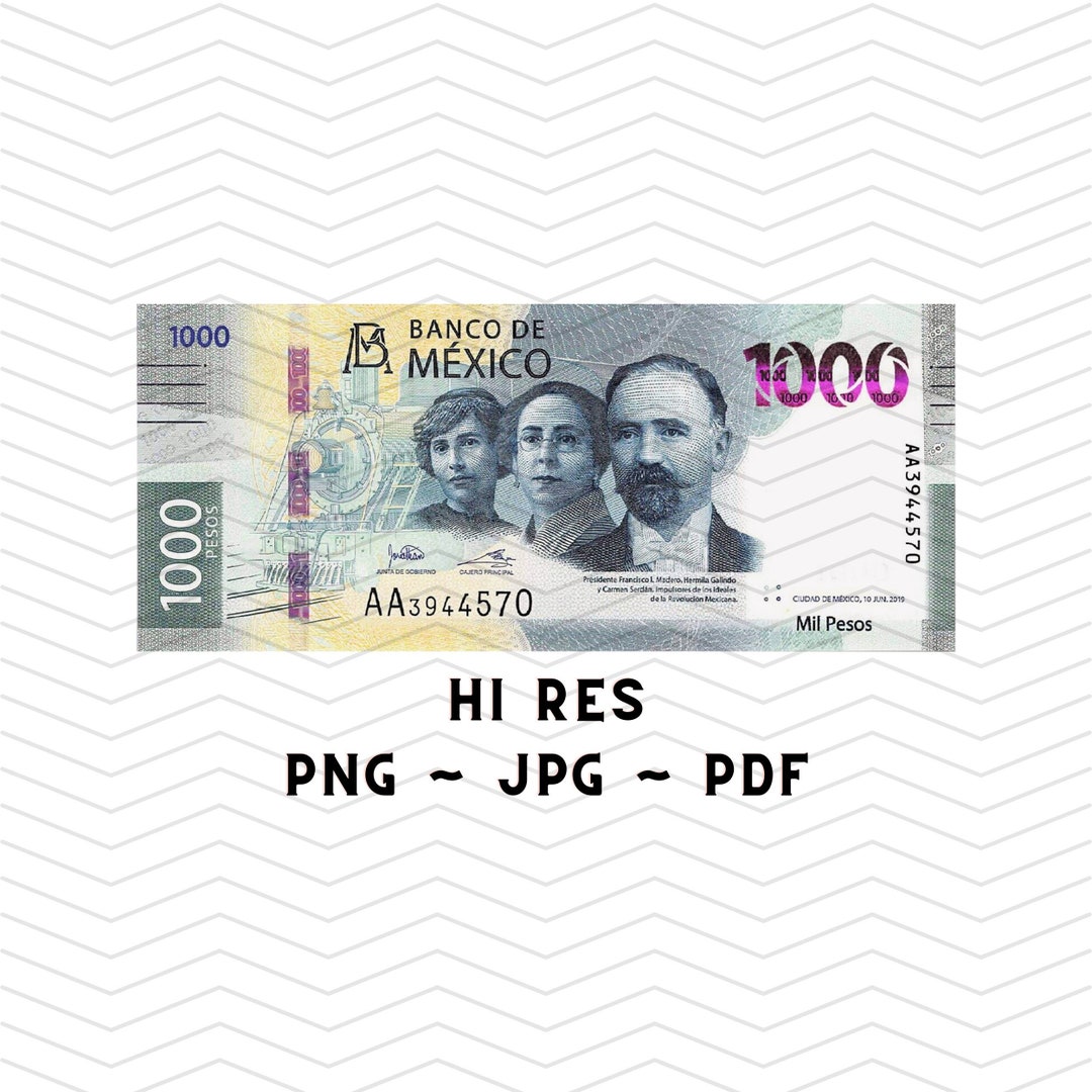 1000 Peso Mexican Banknote High Resolution PNG, JPG & PDF Files Banco ...