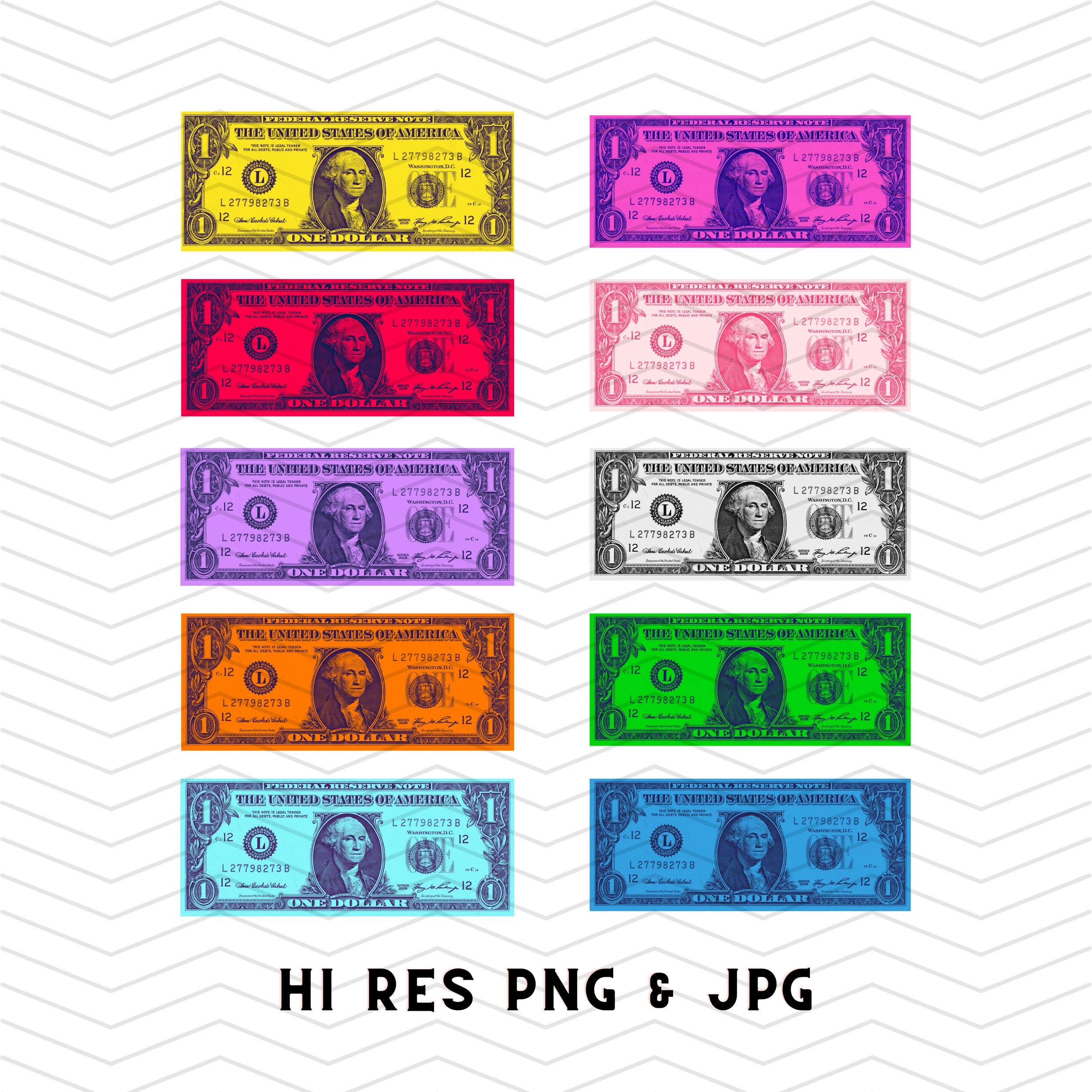 Colorful Money 10 One Dollar Bill High Res PNG & JPG Stock Image Photos ...