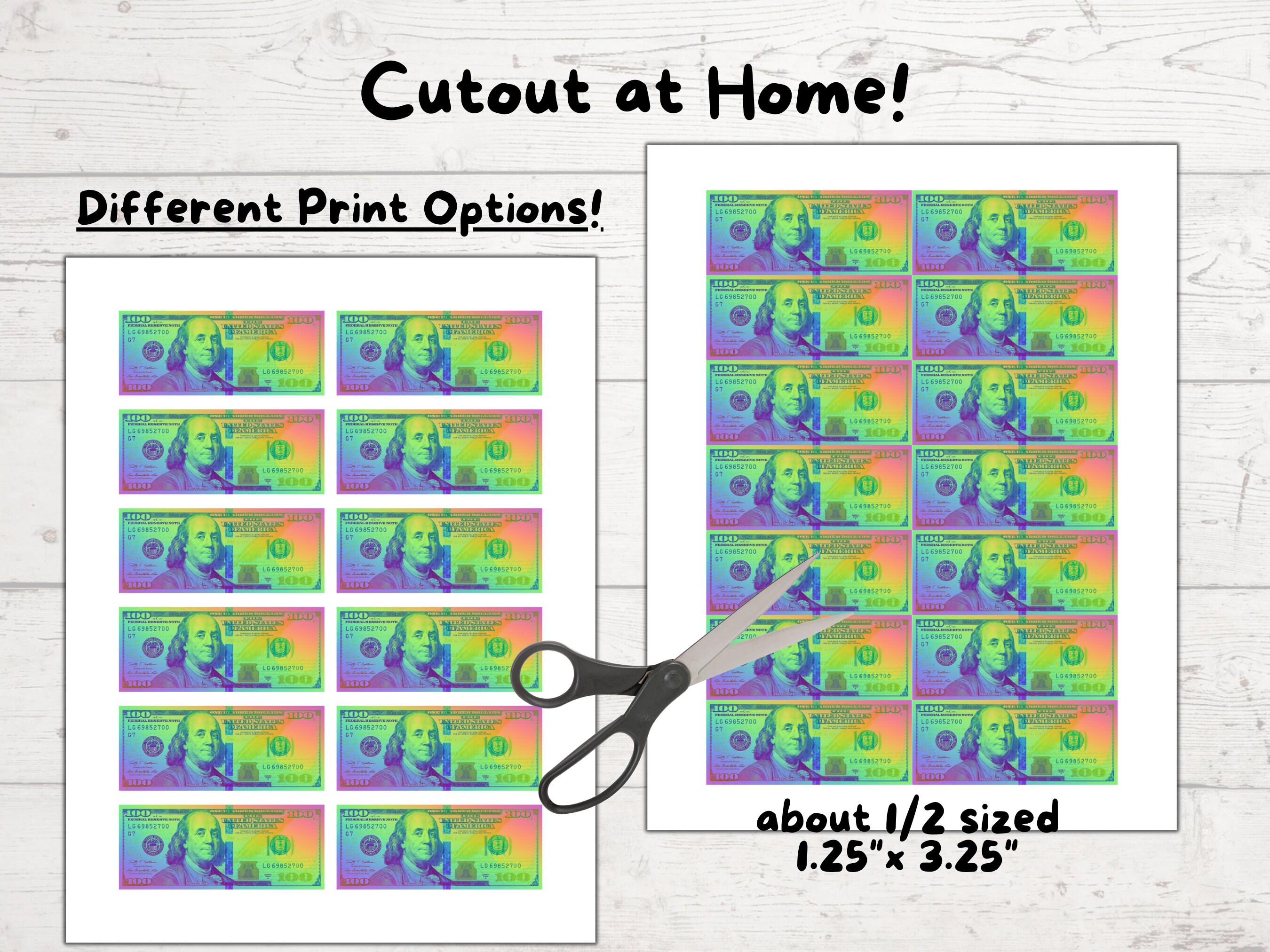 Printable Mini Rainbow 100 Dollar Bills Play Money Rainbow Hundred ...