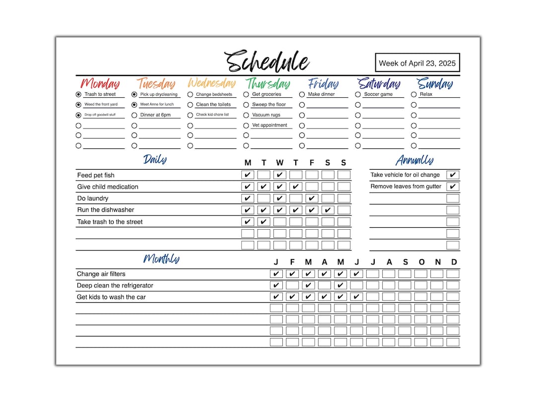 2 EDITABLE Schedules Template Fillable Daily, Weekly, Monthly to Do ...