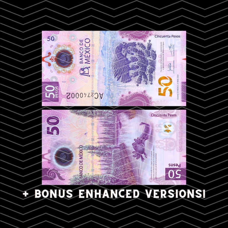 50 Peso Mexican Banknote Stock Photos Front Back Banco De Mexico ...