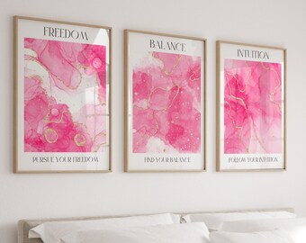 Pink Positive Aura Poster Set of 3 Affirmation Poster Gratitude Love ...