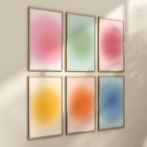 Positive Aura Posters Set of 6, Spiritual Poster, Grainy Gradient ...