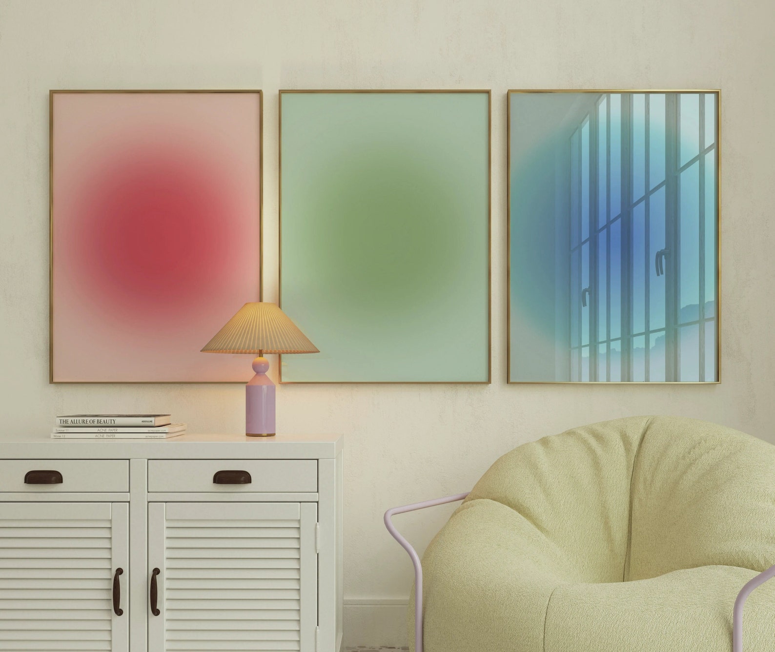 Positive Aura Posters Set of 6, Spiritual Poster, Grainy Gradient ...