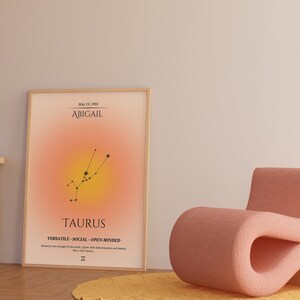 Personalized Zodiac Sign Print , Zodiac Wall Print, Custom Star Sign ...