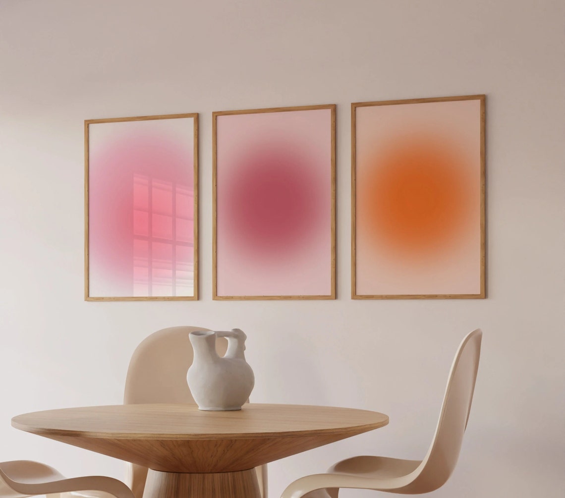 Positive Aura Posters Set of 6, Spiritual Poster, Grainy Gradient ...