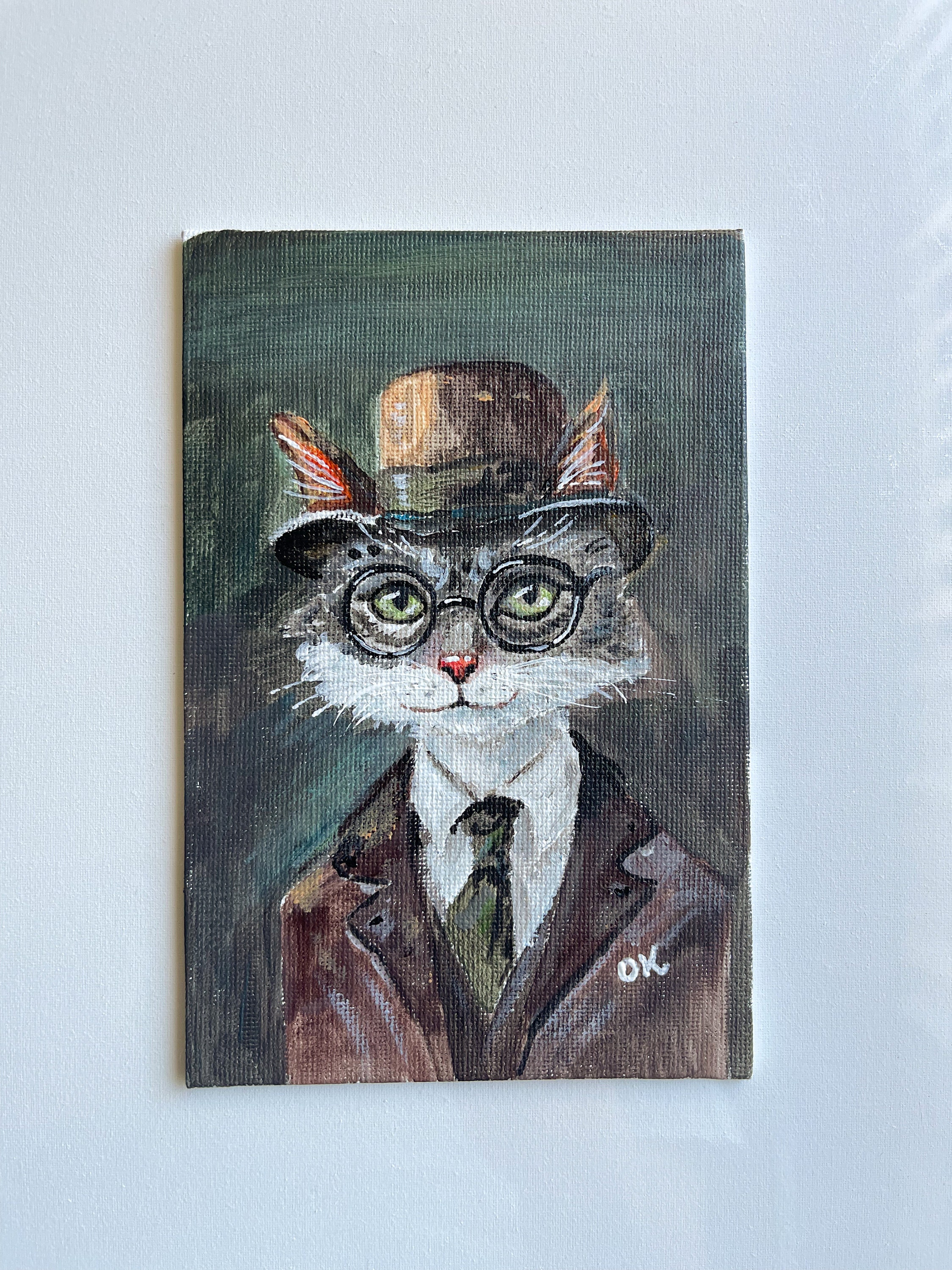 Cute Cat Acrylic Painting Original Art 4x6 Inch, Animal Acrylic ...