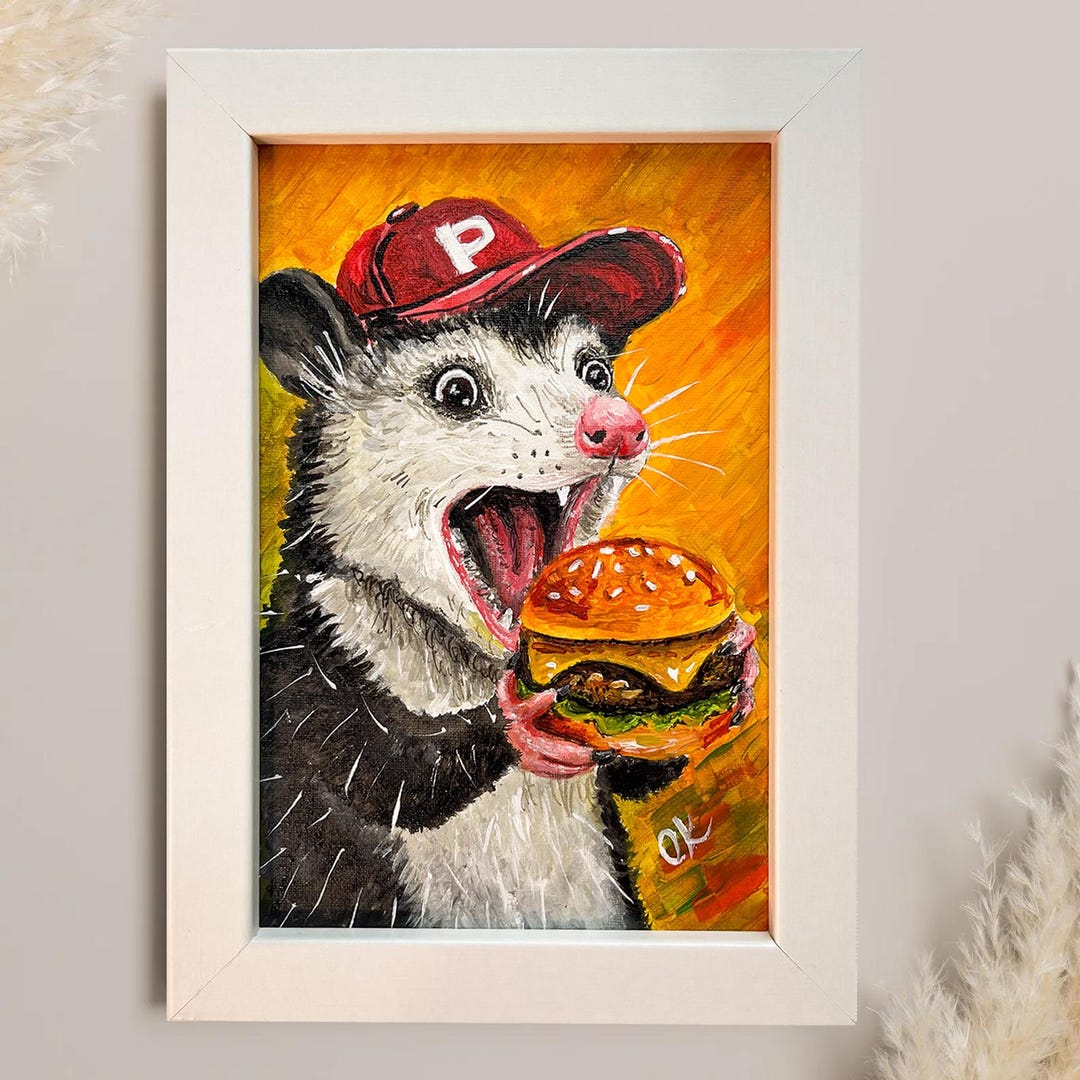 Framed Opossum Burger Print: Funny Kitchen Wall Art - Etsy