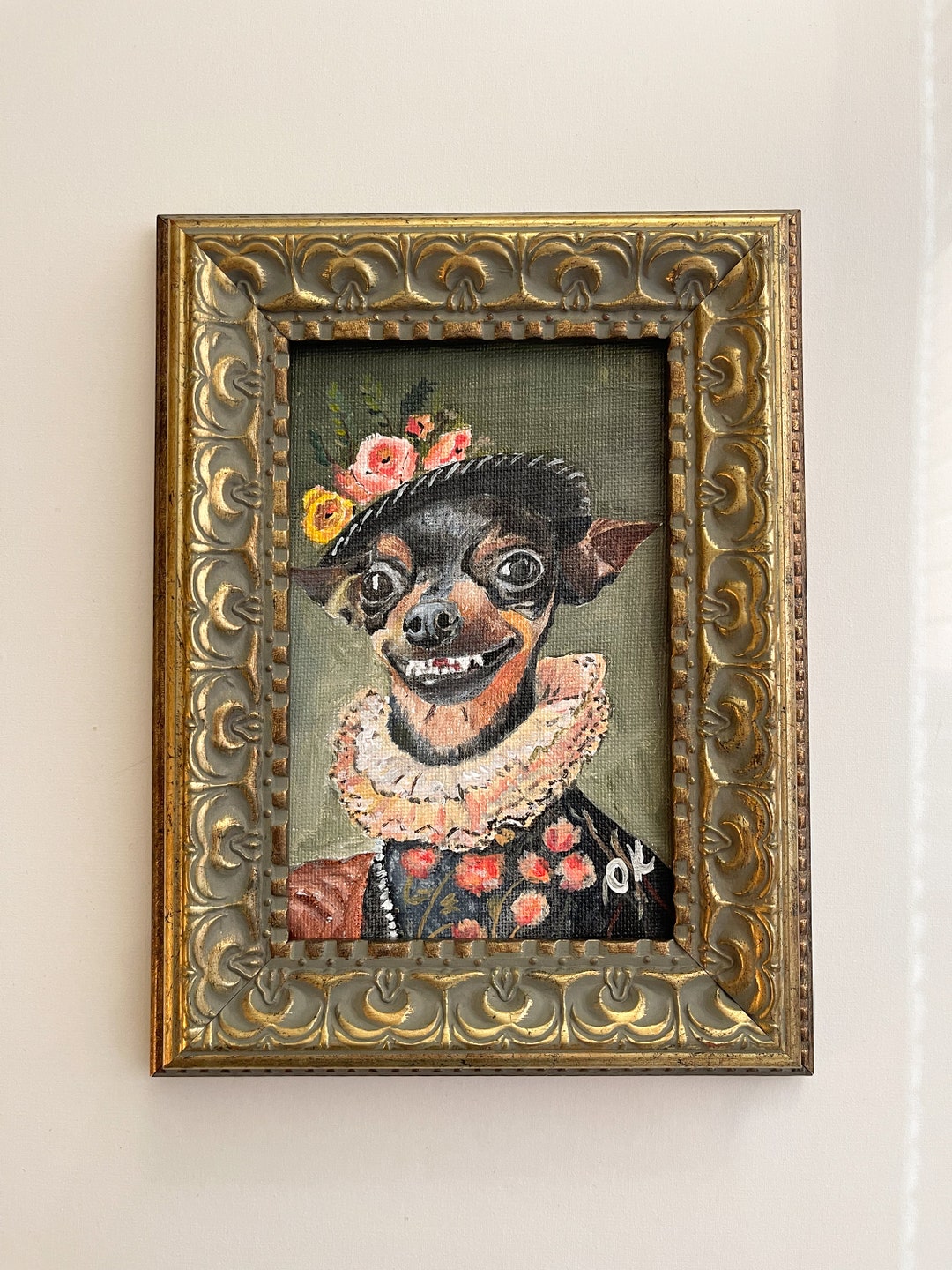 Digital File of an Original PAINTING, Cute Dog Acrylic Painting ...
