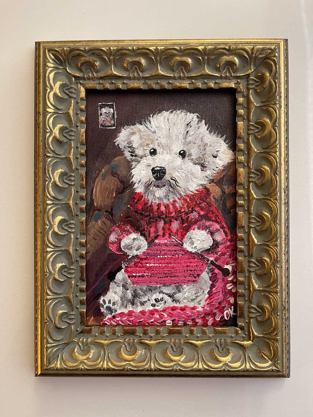 Cute Dog Acrylic Painting Original Art 4x6 Inch, Animal Acrylic ...