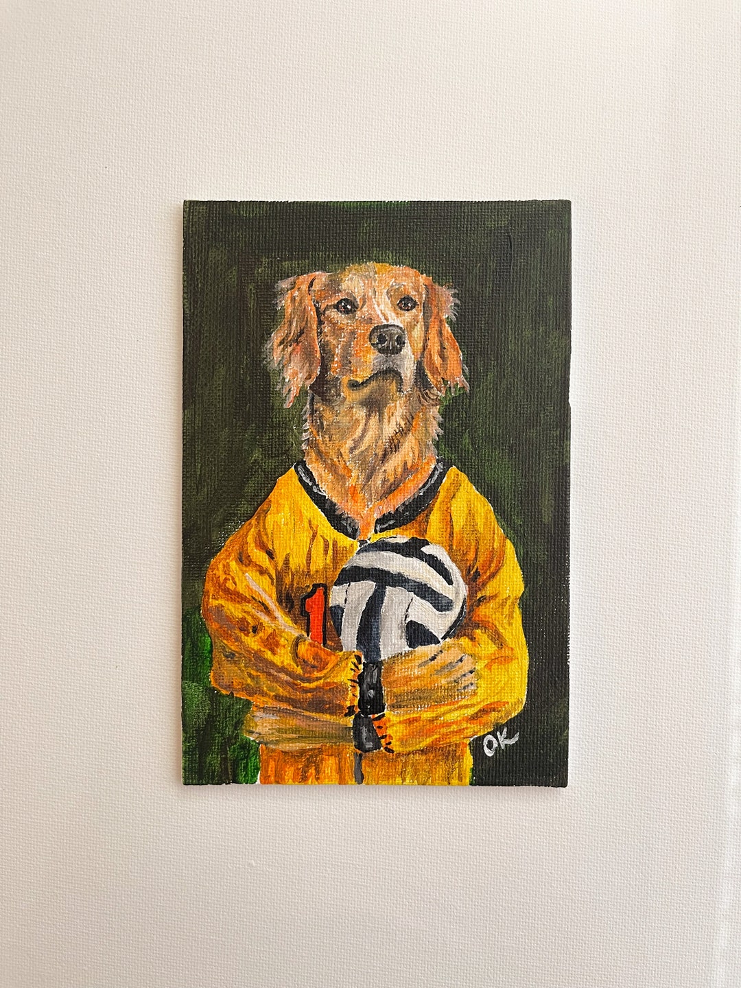 Golden Retriever Volleyball Art: Original Acrylic Dog Painting (4x6) - Etsy