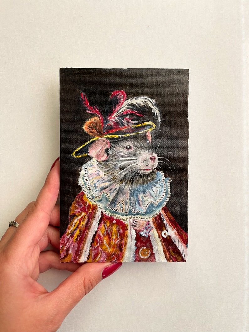 Original PAINTING, Cute Mouse Acrylic Painting Original Art 4x6 Inch ...