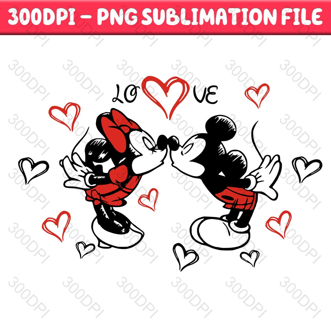 Mickey Kiss Minnie Png Mouse Love Png Mouse Valentine Png Valentines Couple Shirt Png File Etsy